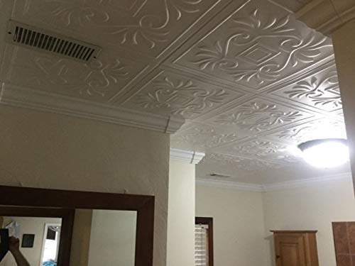 A la Maison Ceilings R159 Cockatoos Foam Glue-up Ceiling Tile (256 sq. ft./Case), Pack of 96, Plain White