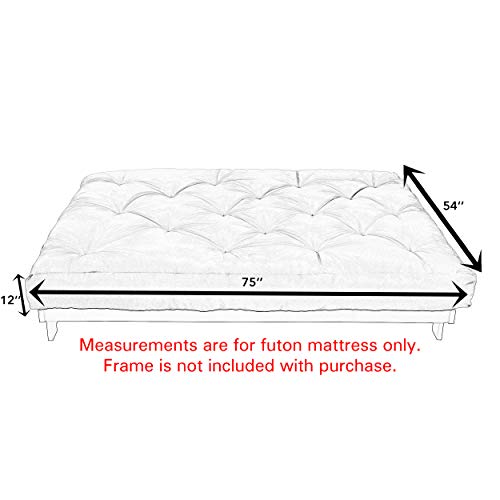 Mozaic Full Size 12-inch Futon Mattress, Polyester, Medium