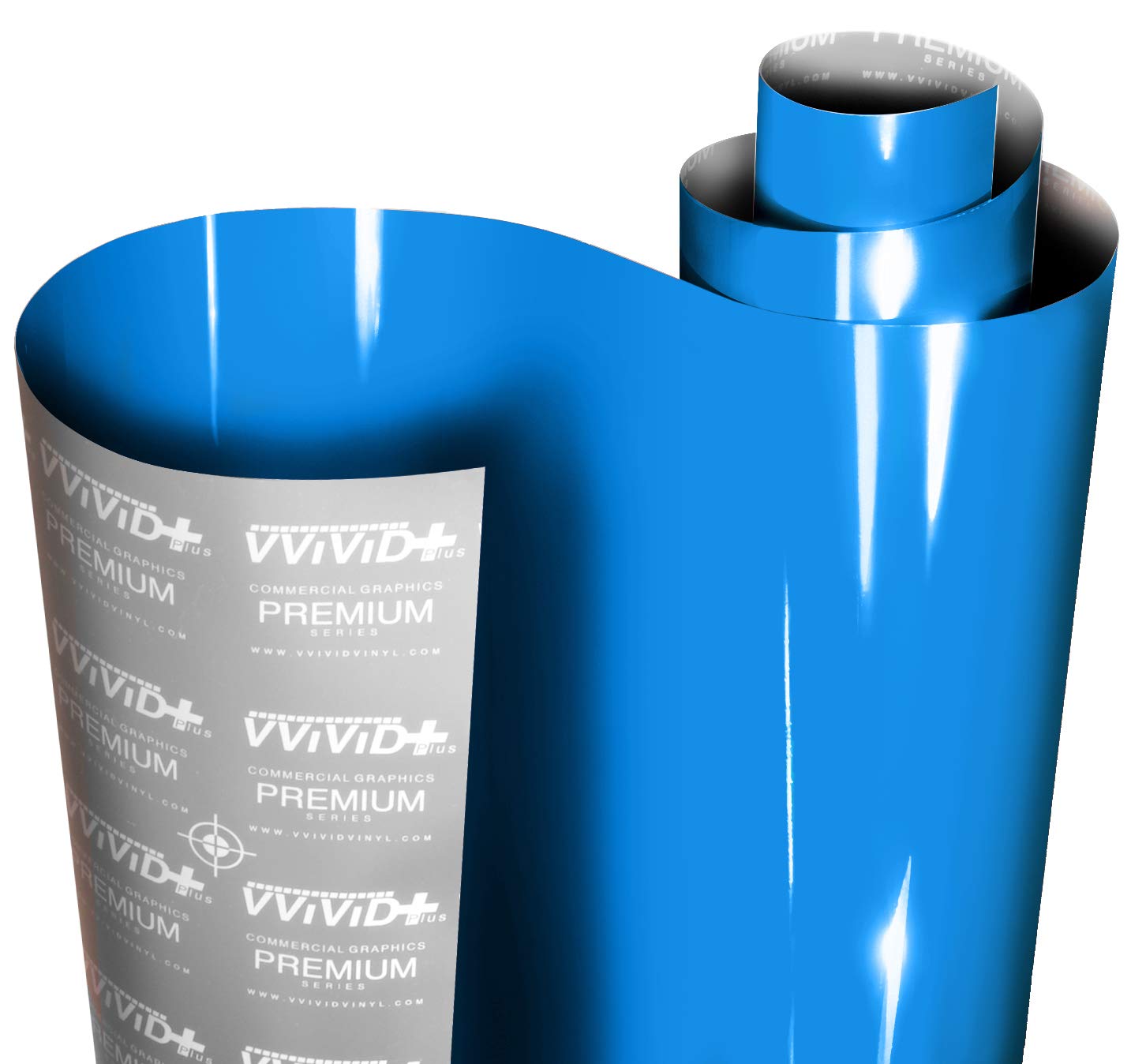 VViViD+ Ultra Gloss Smurf Blue Vinyl Car Wrap Premium Paint Replacement Film Roll with Nano Air Release Technology, Stretchable Protective Cap Liner, Self Adhesive, Indoor Outdoor (1ft x 5ft)