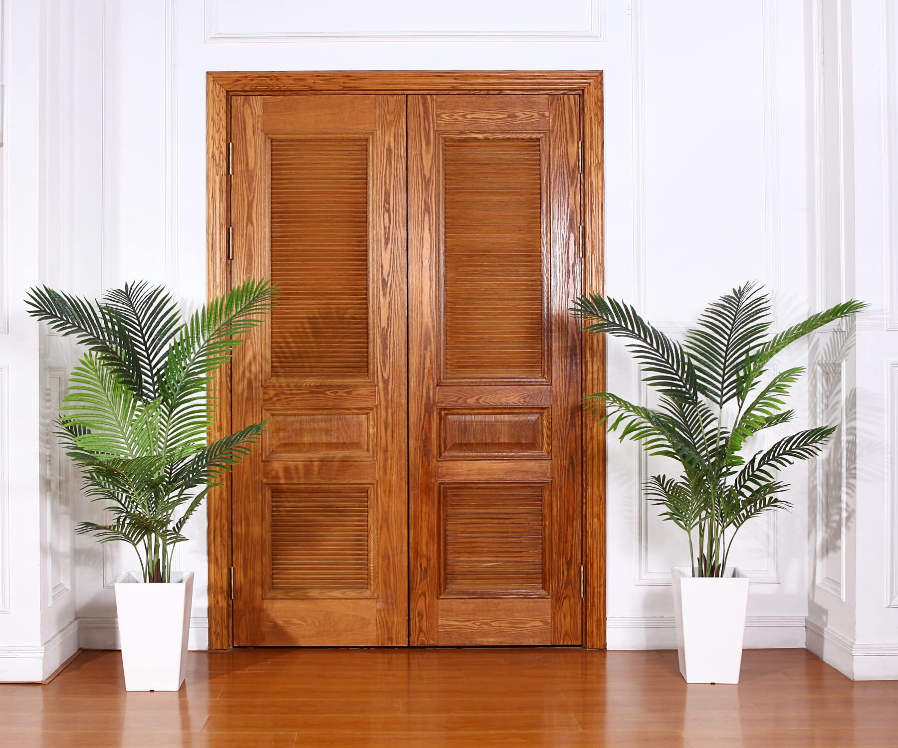 Fopamtri Artificial Areca Palm Plant 4.6 Feet Fake Palm Tree with 15 Trunks Faux Tree for Indoor Outdoor Modern Decor Feaux Dypsis Lutescens Plants in Pot for Home Office Housewarming Gift, 2 Pack