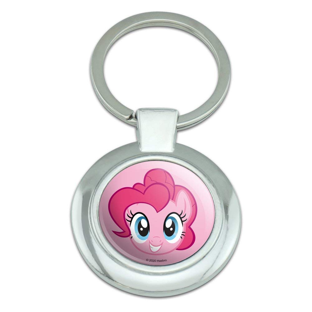 GRAPHICS & MORE My Little Pony Pinkie Pie Face Keychain Classy Round Chrome Plated Metal