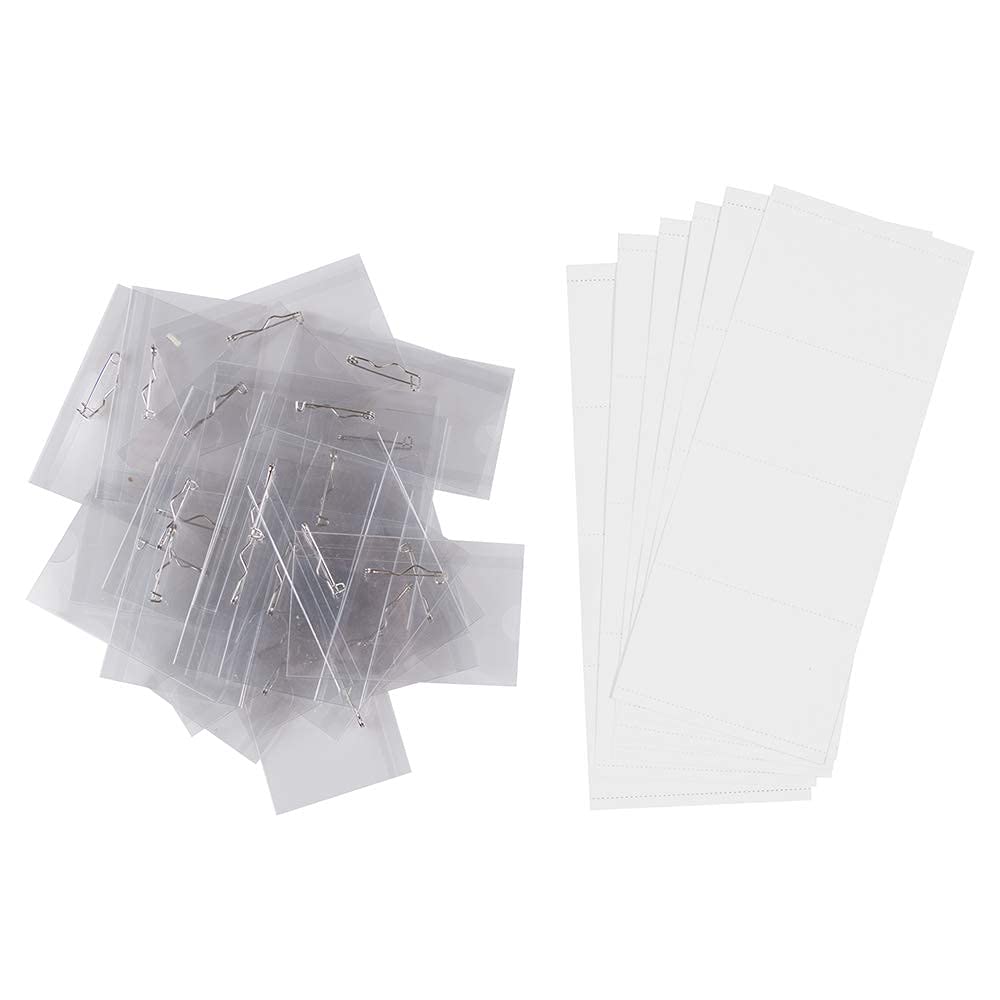 JAM PAPER Plastic Name Tags with Pin - 3 5/8 x 2 1/4 - Clear - 24/Pack