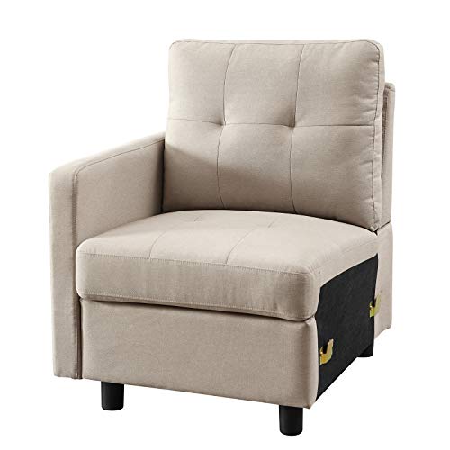 DAZONE Modular Sectional Sofa Assemble 6-Piece Modular Sectional Sofas Bundle Set Cushions, Easy to Assemble Left & Right Arm Chair, Corner Chair, Armless Chair, Ottomans Table Grey