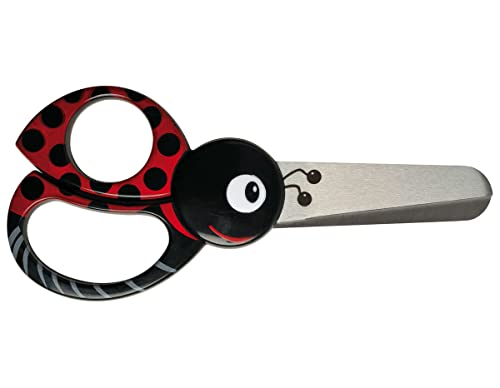 Fiskars Children's Animal Scissors with Ladybird Motif, From 4 Years, Length: 13 cm, For Right and Left Handers, Stainless Steel Blade/Plastic Handles, Red, 1004612