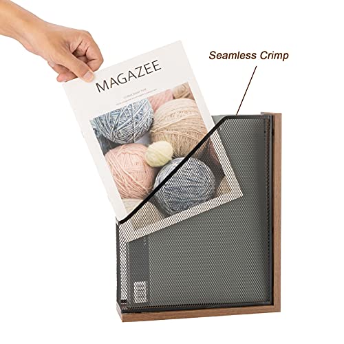 ASIFMTHOT Antique Wooden Magazine File Holder,File Folder Organizer-Document Rack for Office/Home/School(Balck)