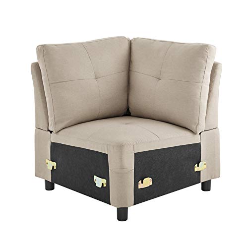 DAZONE Modular Sectional Sofa Assemble 6-Piece Modular Sectional Sofas Bundle Set Cushions, Easy to Assemble Left & Right Arm Chair, Corner Chair, Armless Chair, Ottomans Table Grey