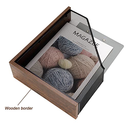 ASIFMTHOT Antique Wooden Magazine File Holder,File Folder Organizer-Document Rack for Office/Home/School(Balck)