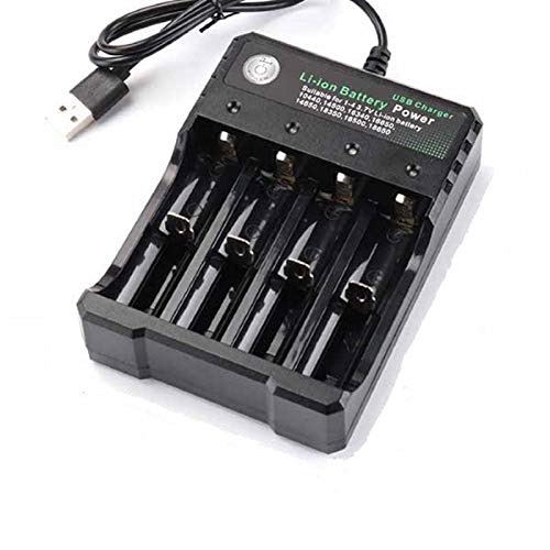 BouPower 18650 Charger, USB Independent Charging Universal Battery Charger for 3.7V Li-ion Battery 10440, 14500, 16340, 16650, 14650, 18350, 18500, 18650 Four Slots