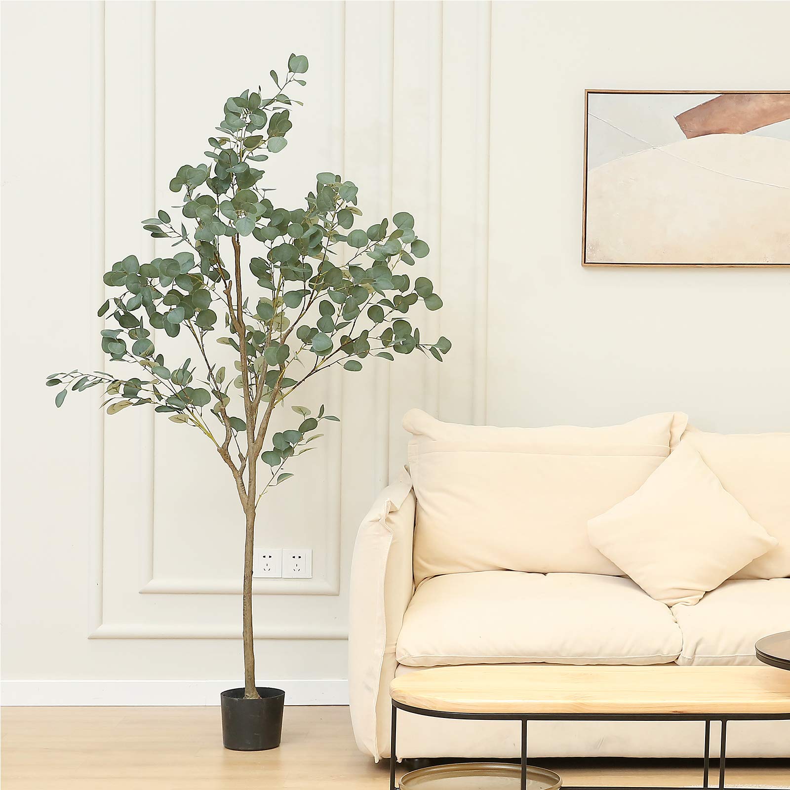 DIIGER Artificial Tree Plant Eucalyptus Tree 6FT Tall, Modern Large Fake Plant Decor in Pot for Indoor Outdoor,Home Office Perfect Housewares Gift Decoration, 71 in Eucalyptus Tree