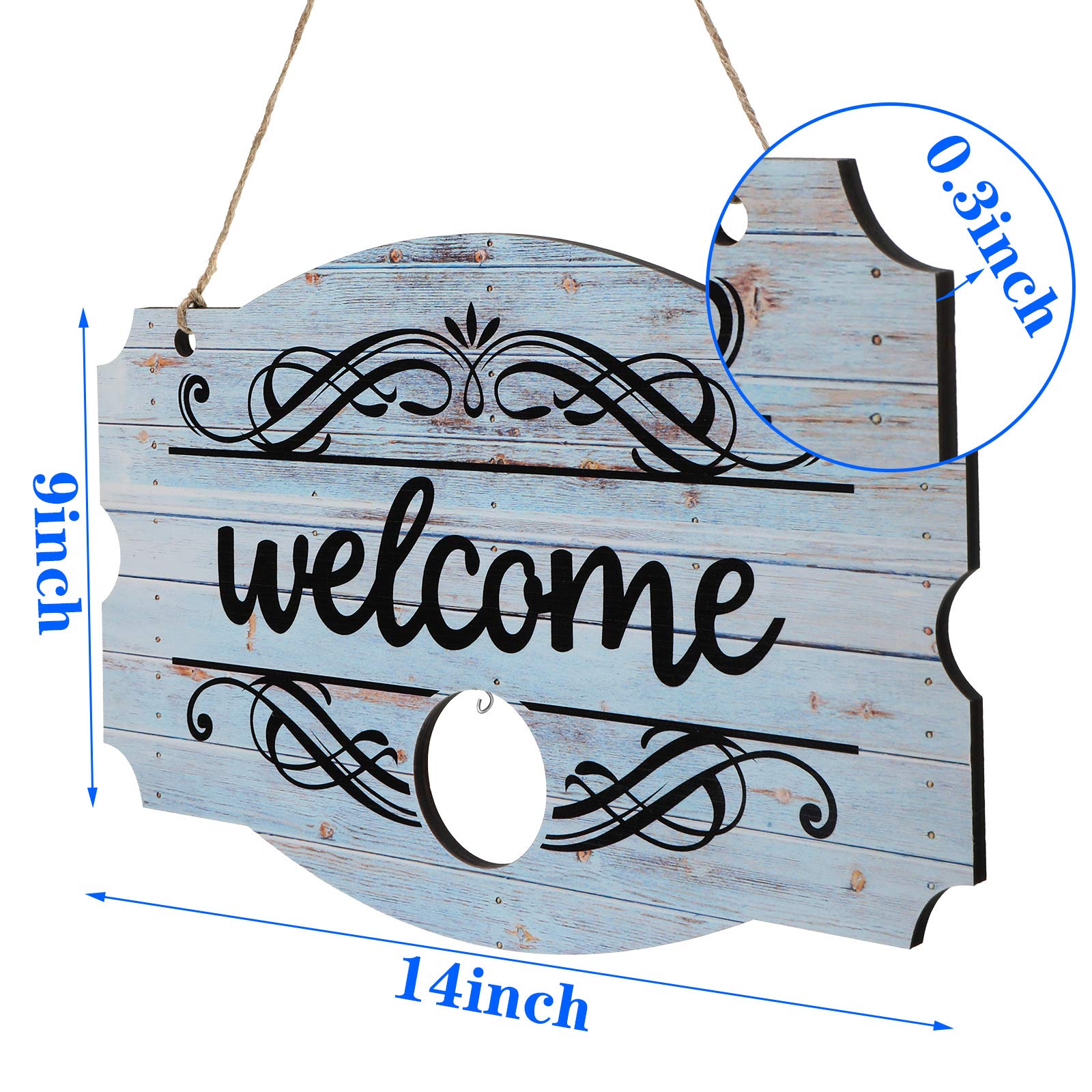 Jetec Welcome Door Sign Christmas Decor Fall Sign Seasonal Front Door Rustic Wood Welcome Notation Wall Hanging Porch Easter Interchangeable 14 x 9 Inch(White with Black Letters)