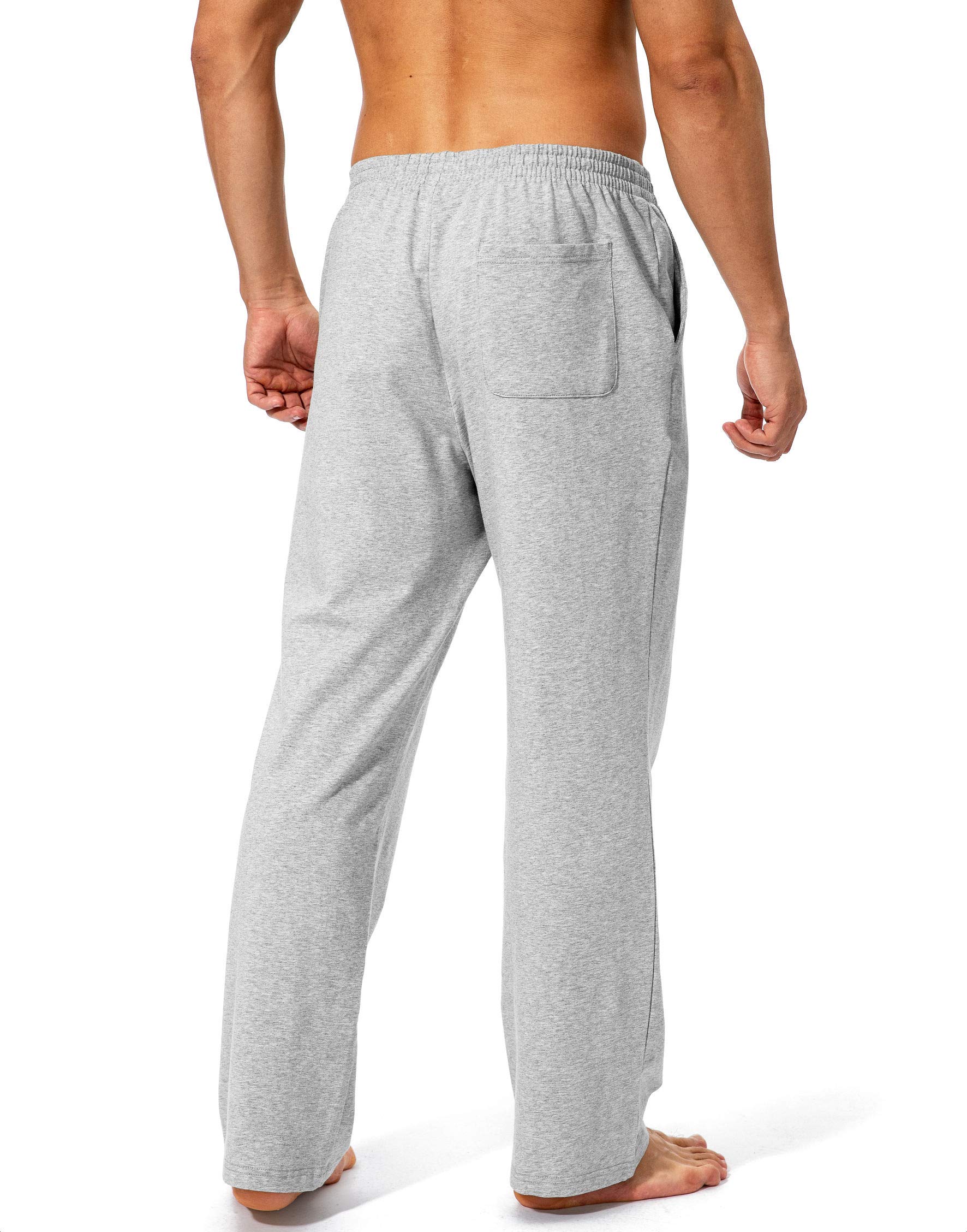 Pudolla Men's Cotton Yoga Sweatpants Athletic Lounge Pants Open Bottom Casual Jersey Pants for Men with Pockets (Netral Gray Large)