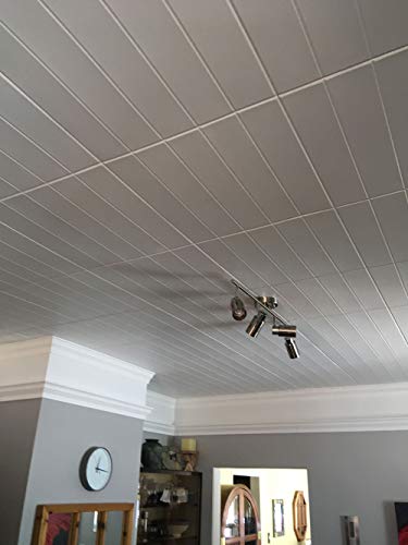 A La Maison Ceilings R104 Bead Board Foam Glue-up Ceiling Tile (256 sq. ft./Case), Pack of 96, Plain White