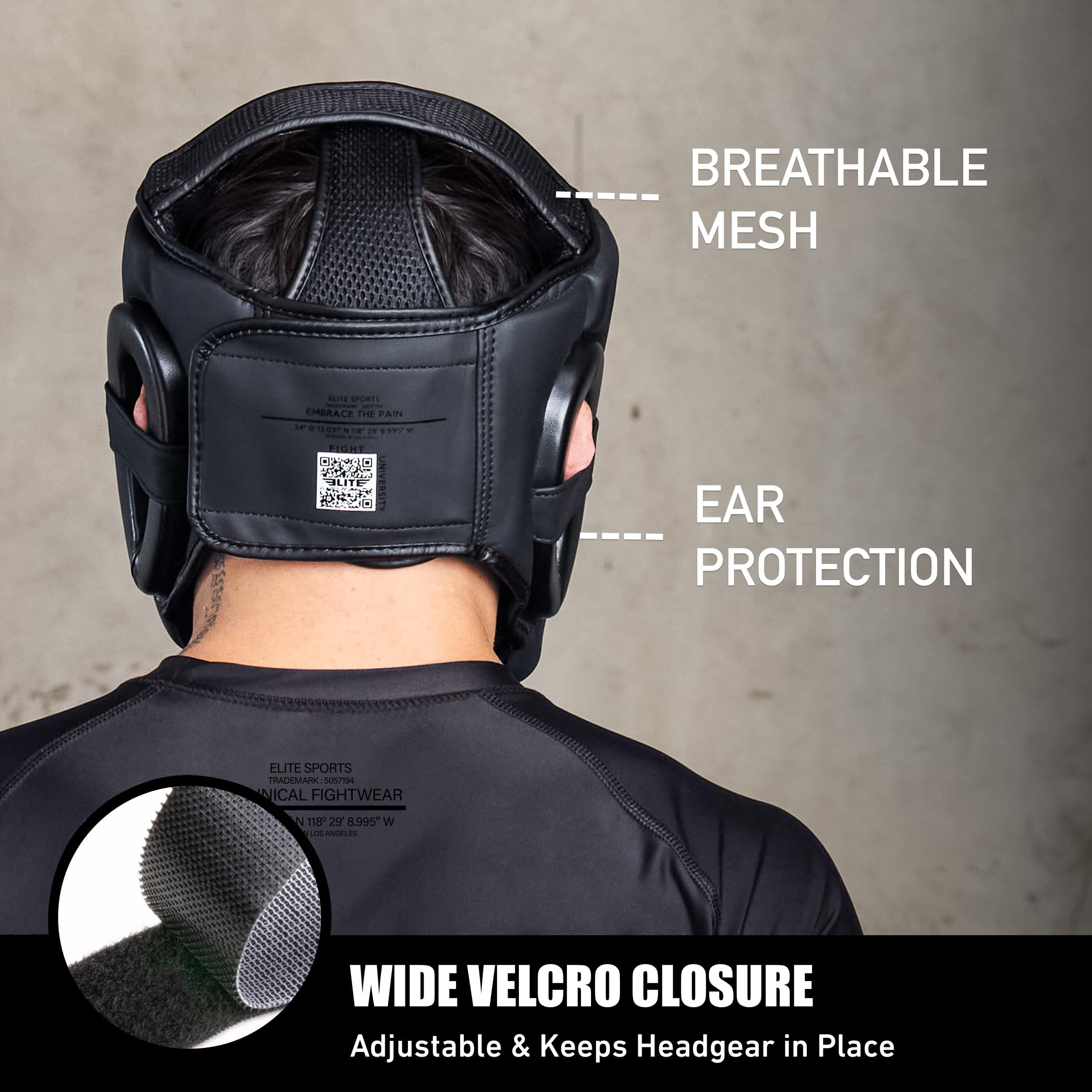 Elite Sports Best Boxing Headgear, Training Sparring Safety Head Guard for MMA, Kickboxing Trainees, Muay Thai, and Boxing for Adult Men (Black)