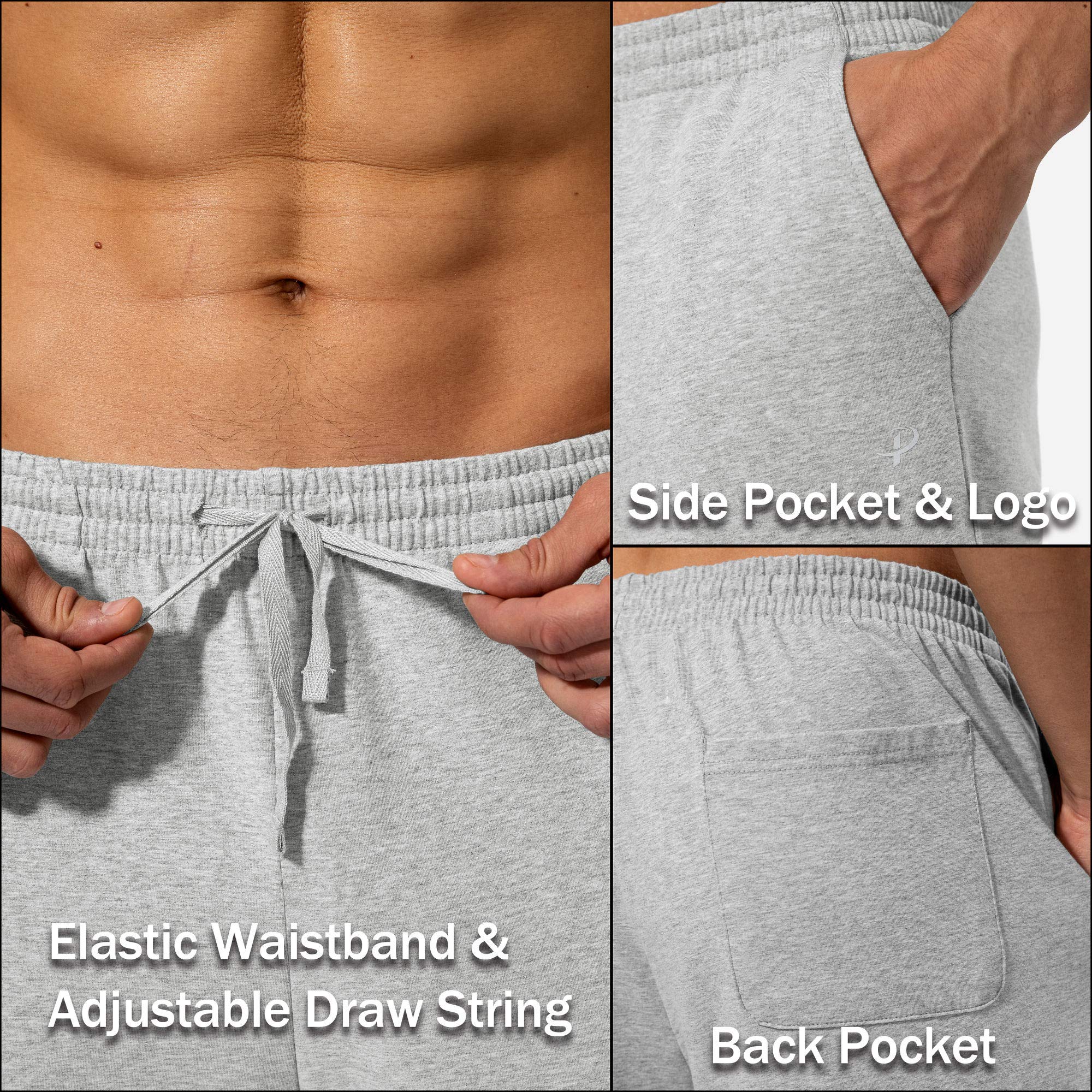 Pudolla Men's Cotton Yoga Sweatpants Athletic Lounge Pants Open Bottom Casual Jersey Pants for Men with Pockets (Netral Gray Large)