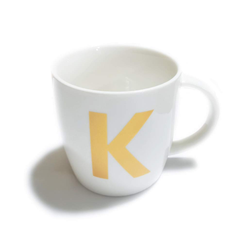 ZaH 16oz Coffee Mug Alphabet Ceramic Mug ABC Letter Cup for Women Men Boys Girls - Home Decoration Initial A-Z Mug (K)