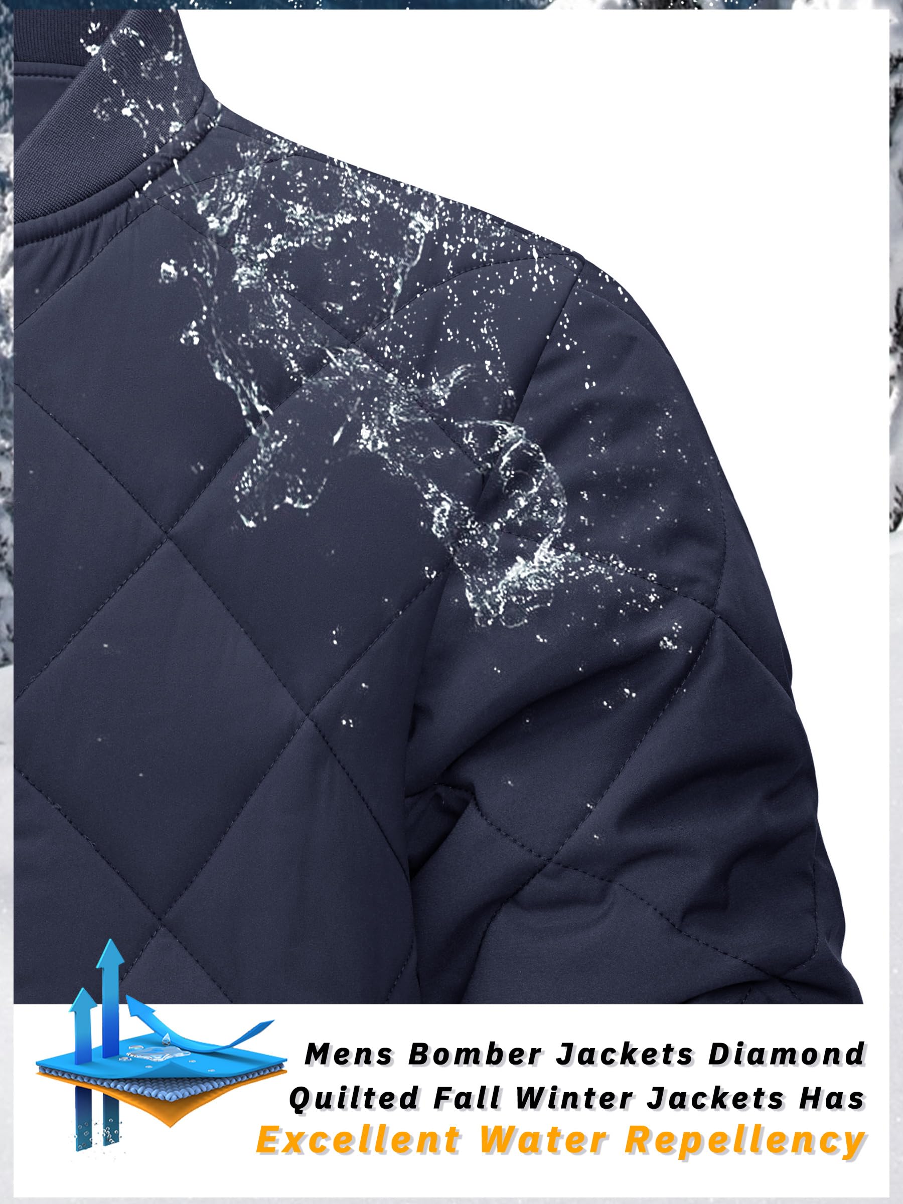 TACVASEN Men's Padded Jackets Winter Full Zipper Fleece Casual Bomber Varsity Coat Navy L