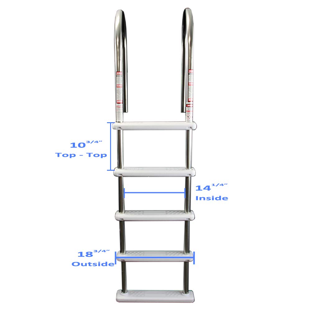 Aqua Select Stainless Steel in-Pool Ladder with Resin Steps | Stainless Steel Handrails | Fit Up to 54-in Deep Pools | 225 Lb Capacity