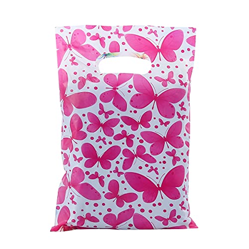 Small Plastic Merchandise Bag for Business, Plastic Shopping Bag with Handle, Retail Bag, Poly Die Cut Bag from ysmile, 1.5 mil 100 ct, 5.9x7.8" - Butterfly