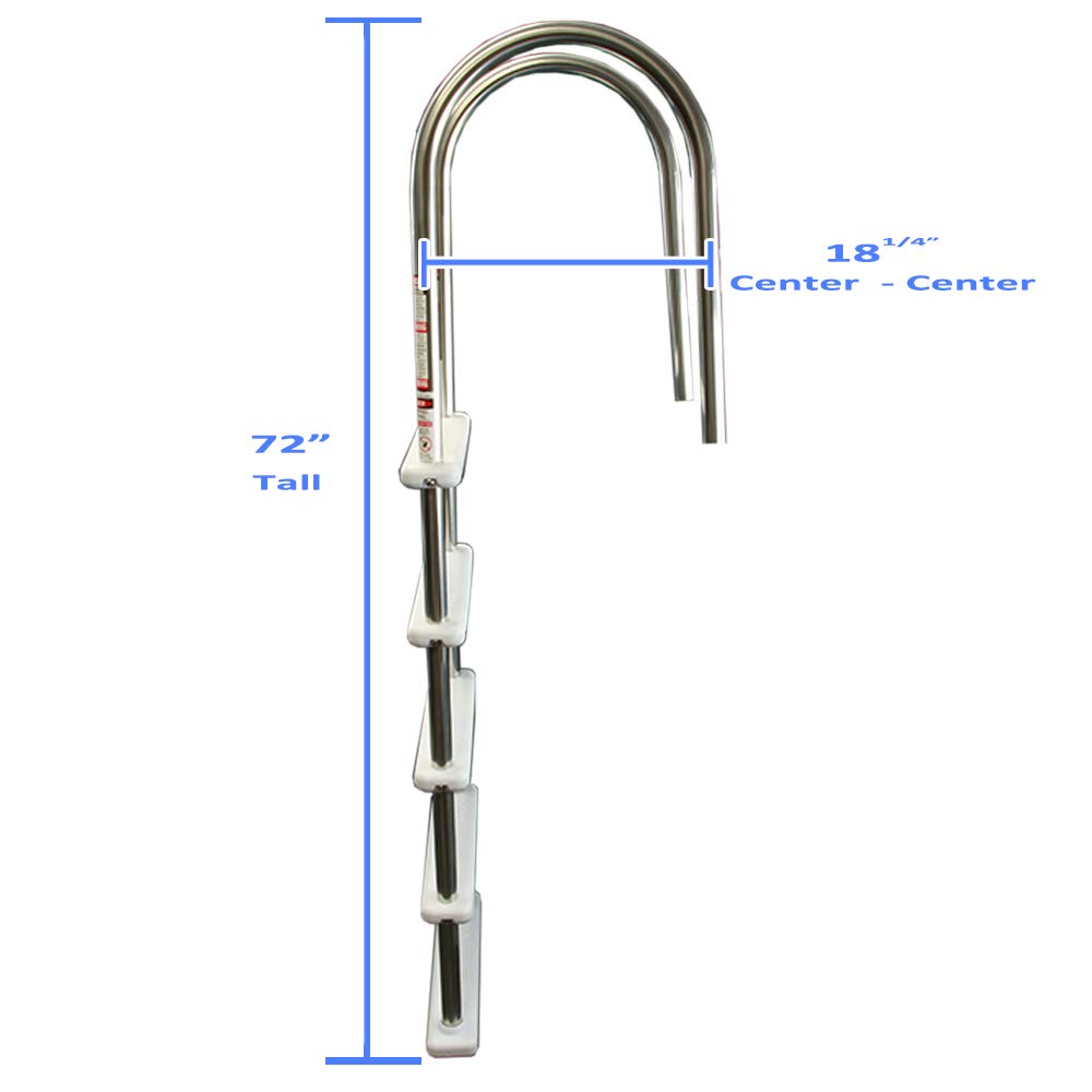 Aqua Select Stainless Steel in-Pool Ladder with Resin Steps | Stainless Steel Handrails | Fit Up to 54-in Deep Pools | 225 Lb Capacity