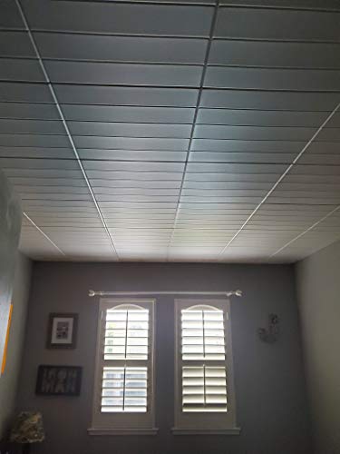 A La Maison Ceilings R104 Bead Board Foam Glue-up Ceiling Tile (256 sq. ft./Case), Pack of 96, Plain White