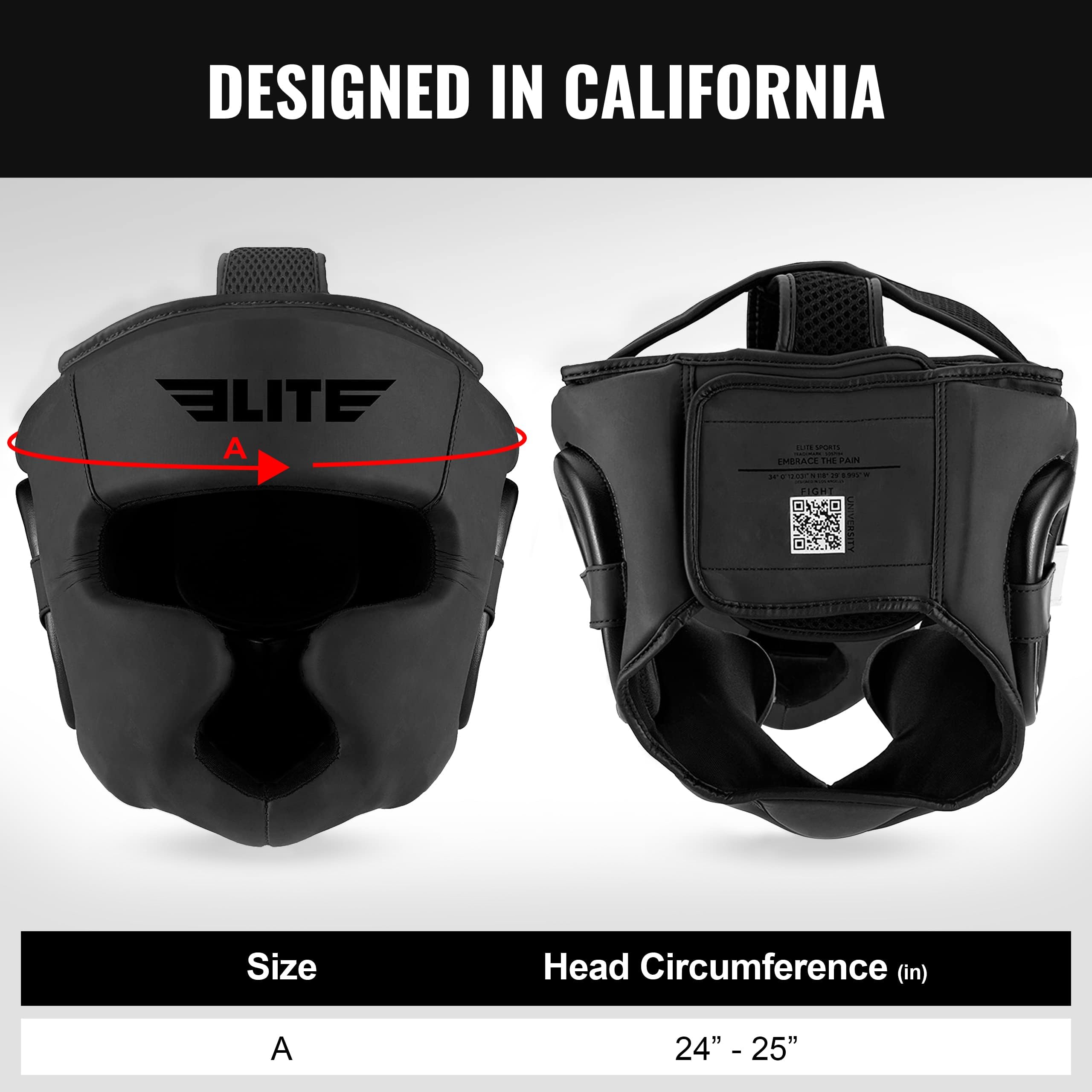Elite Sports Best Boxing Headgear, Training Sparring Safety Head Guard for MMA, Kickboxing Trainees, Muay Thai, and Boxing for Adult Men (Black)