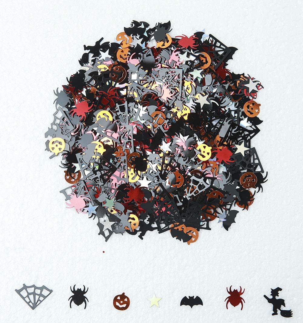 Topfunyy Halloween Party Confetti Glitter Pumpkins Bats Witches Spider Webs Star Metallic Sequins Table Scatter for Halloween Party