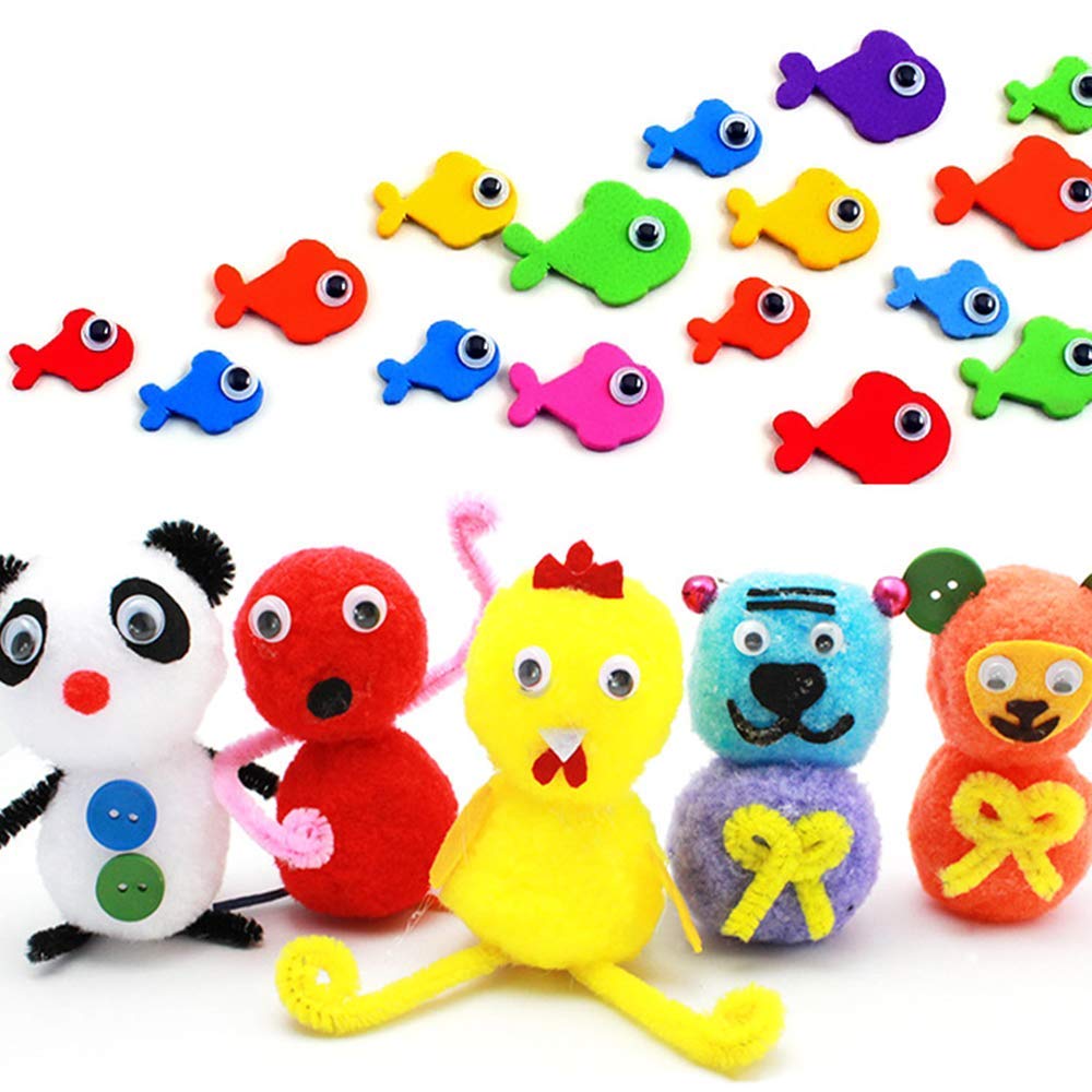 Vivixin 730pcs Self Adhesive Wiggle Googly Eyes, Black Plastic Googly Eye for Crafts, Wobbly Googly Eyes, Large and Small Assorted Sizes Sticker Eyes for DIY