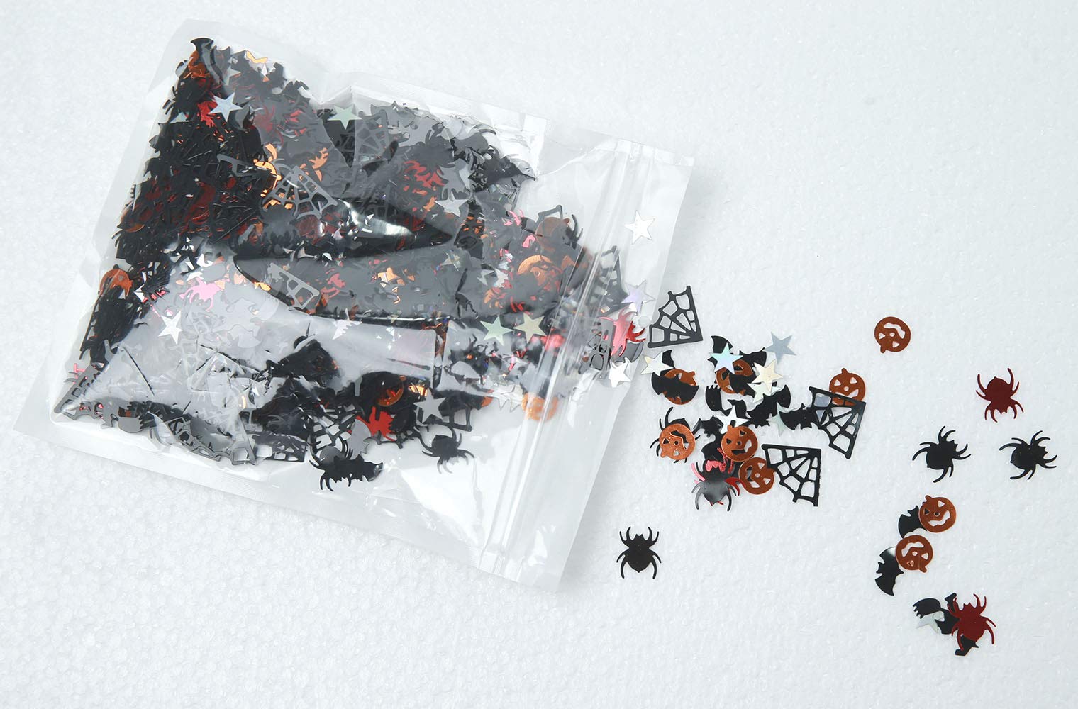 Topfunyy Halloween Party Confetti Glitter Pumpkins Bats Witches Spider Webs Star Metallic Sequins Table Scatter for Halloween Party