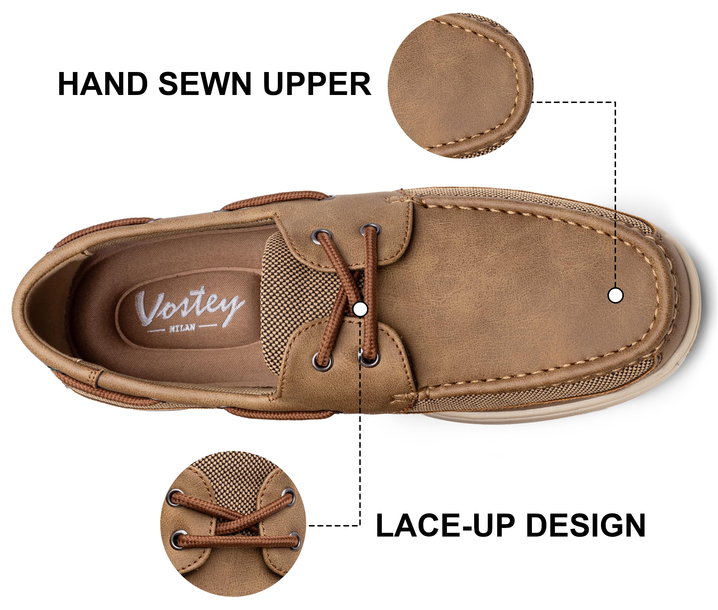 Vostey Men's Boat Shoes Slip On Stylish Casual Loafers Shoes(BMY3003 tan 10)