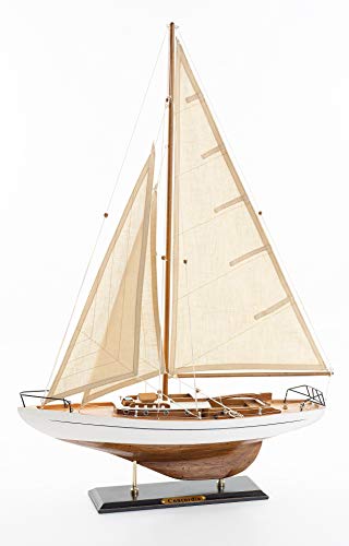 SAILINGSTORY Wooden Sailboat Model Decor Boat Model Ship Sailboat Decor Yacht Model Concordia Antique Finish Ivory