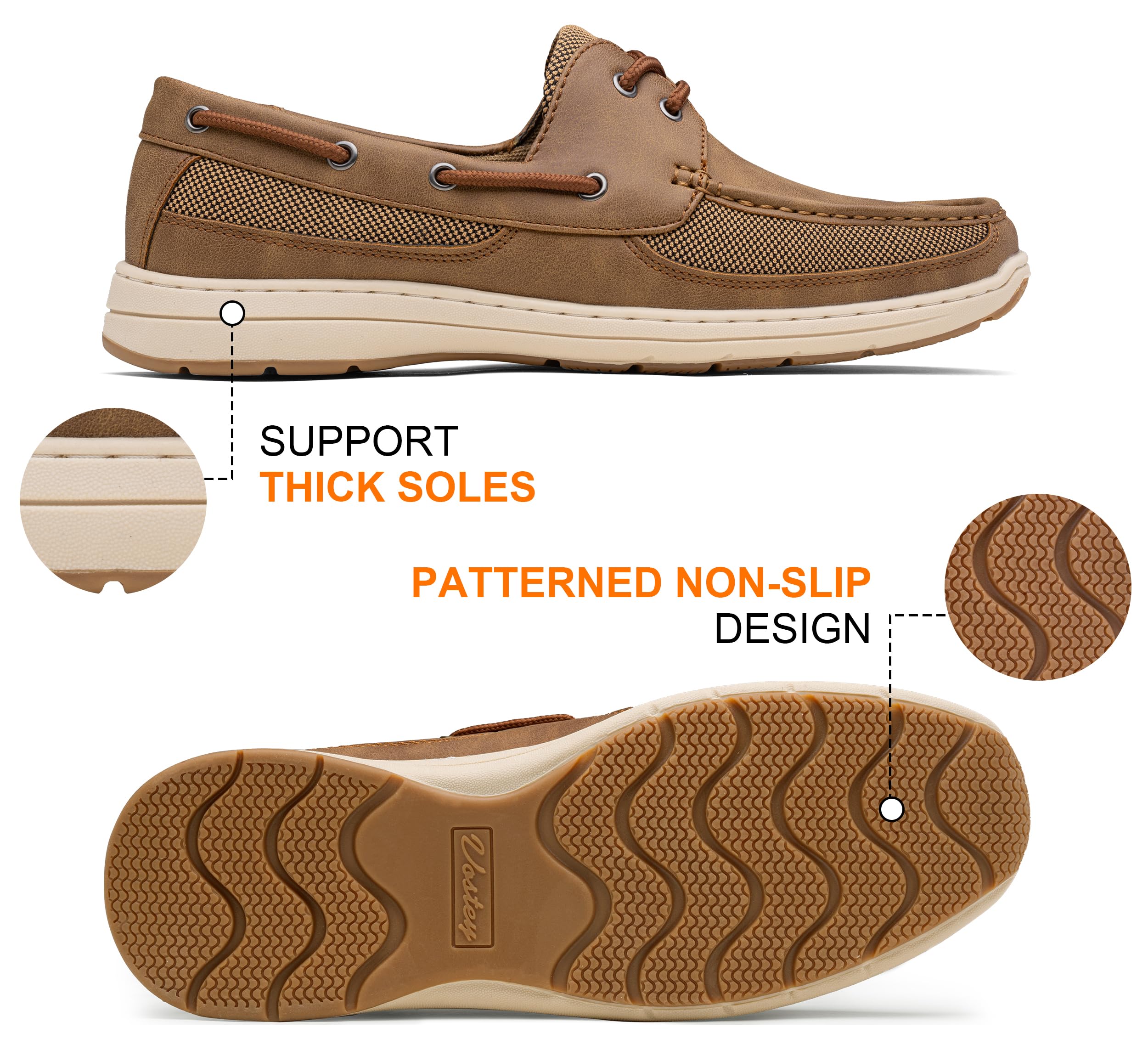 Vostey Men's Boat Shoes Slip On Stylish Casual Loafers Shoes(BMY3003 tan 10)