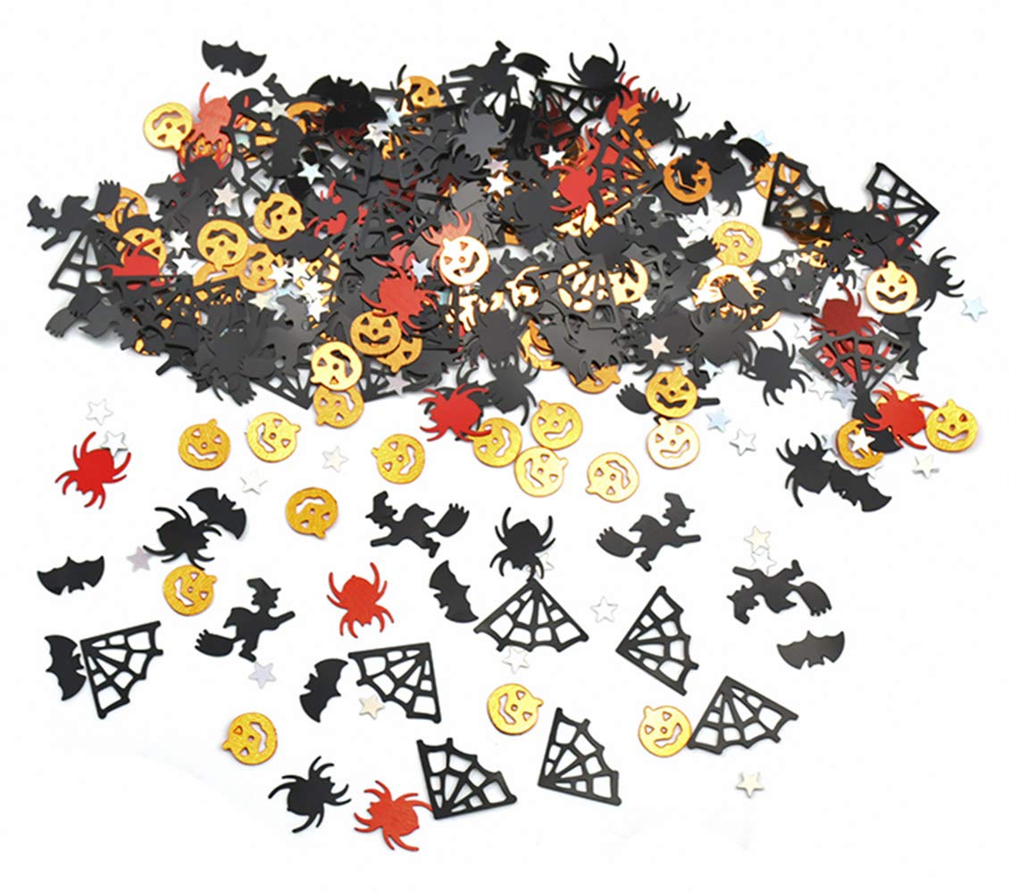Topfunyy Halloween Party Confetti Glitter Pumpkins Bats Witches Spider Webs Star Metallic Sequins Table Scatter for Halloween Party