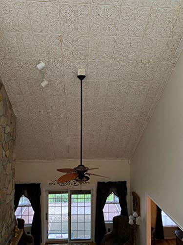 A La Maison Ceilings R139 Spanish Silver Foam Glue-up Ceiling Tile (256 sq. ft./Case), Pack of 96, Plain White