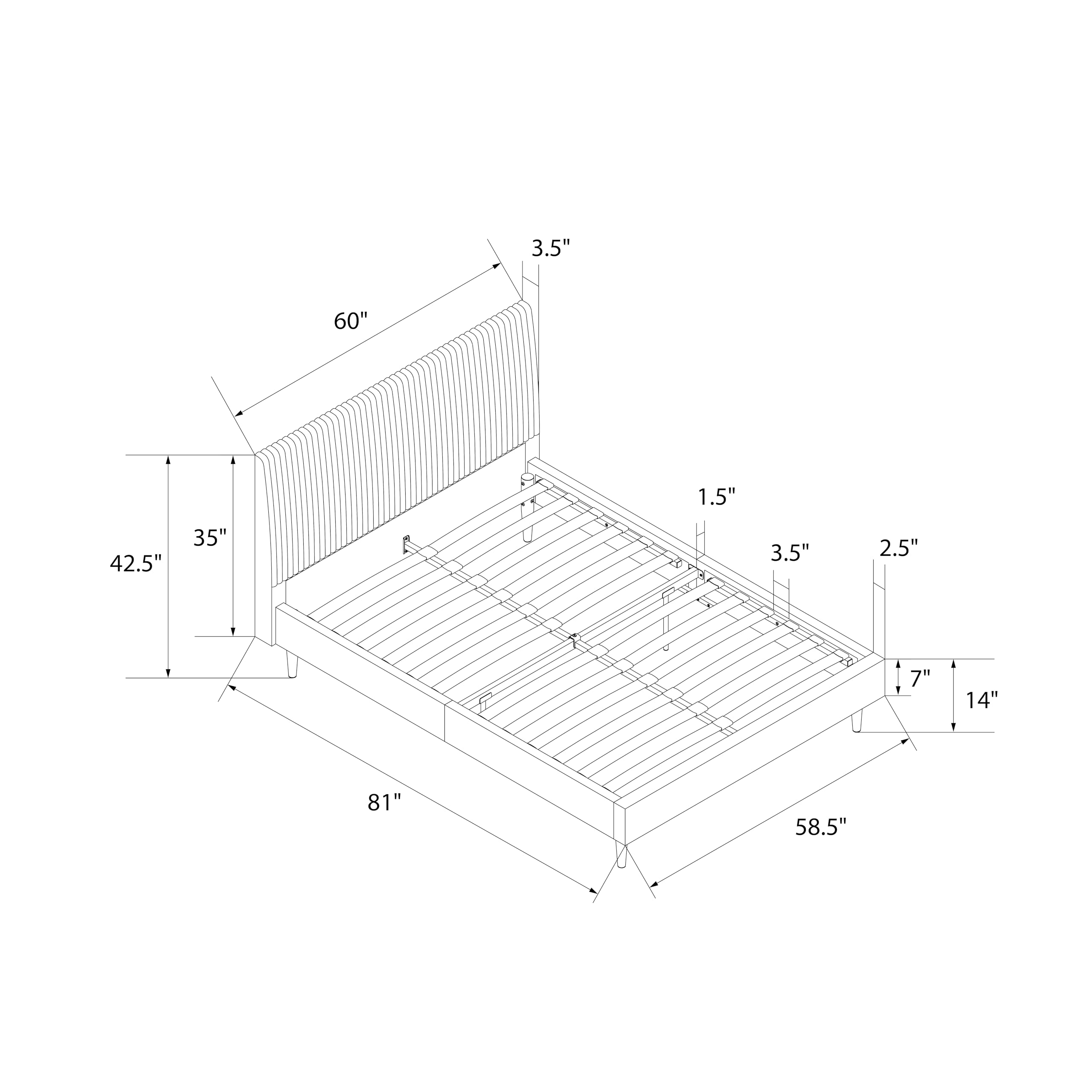 Mr. Kate Daphne Upholstered Bed with Headboard and Modern Platform Frame, Full, Light Gray Velvet