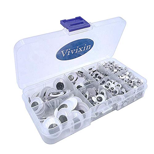 Vivixin 730pcs Self Adhesive Wiggle Googly Eyes, Black Plastic Googly Eye for Crafts, Wobbly Googly Eyes, Large and Small Assorted Sizes Sticker Eyes for DIY