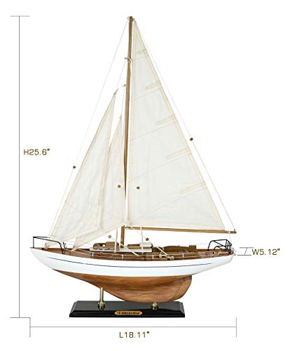 SAILINGSTORY Wooden Sailboat Model Decor Boat Model Ship Sailboat Decor Yacht Model Concordia Antique Finish Ivory