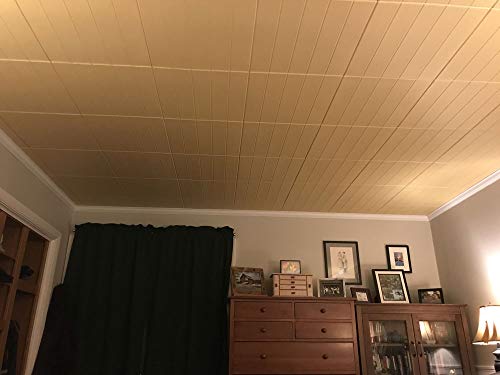 A La Maison Ceilings R104 Bead Board Foam Glue-up Ceiling Tile (256 sq. ft./Case), Pack of 96, Plain White