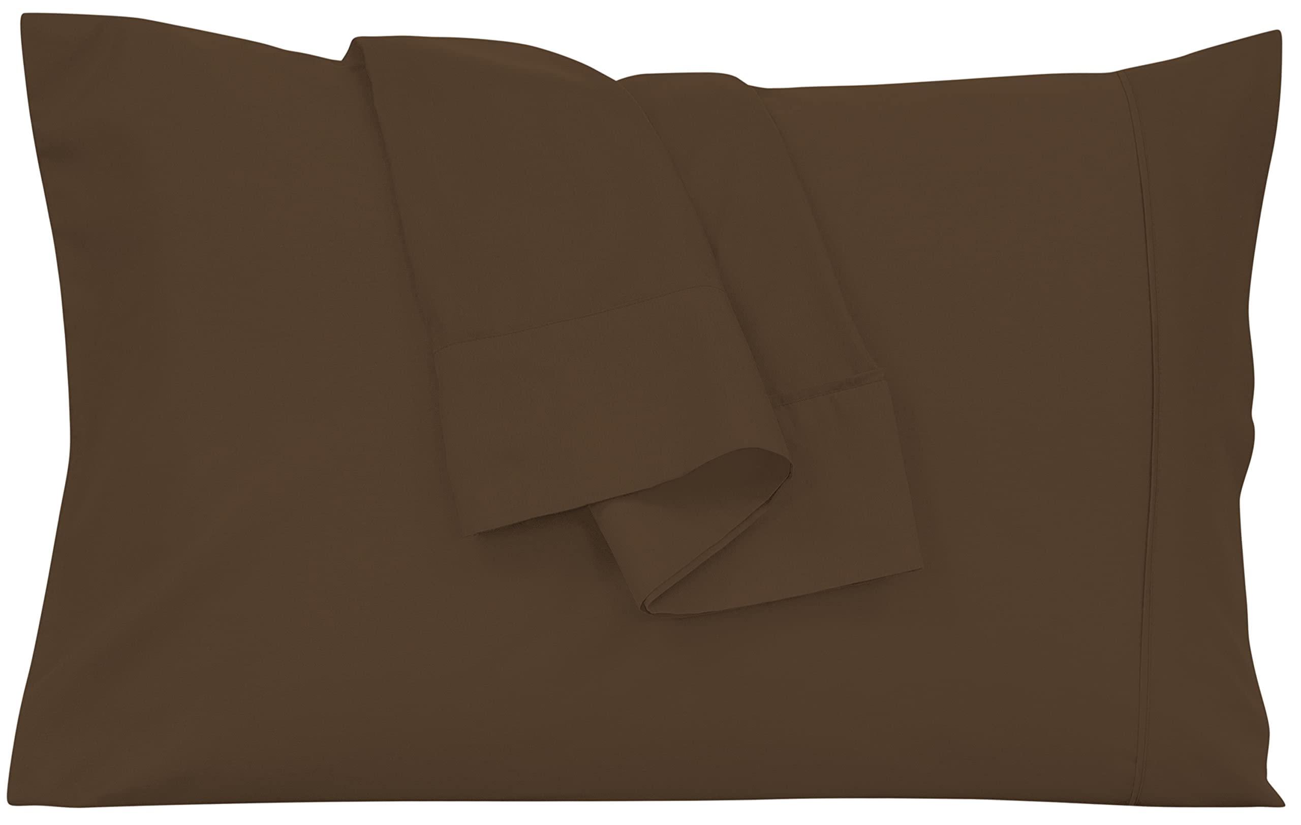 Royale Linens King Pillowcase Set of 2 - Bed Pillow Cover - 20" x 40" - Chocolate Pillowcases - 1800 Brushed Microfiber, Wrinkle & Fade Resistant - Soft & Cozy- King Size Pillow Case (King, Chocolate)