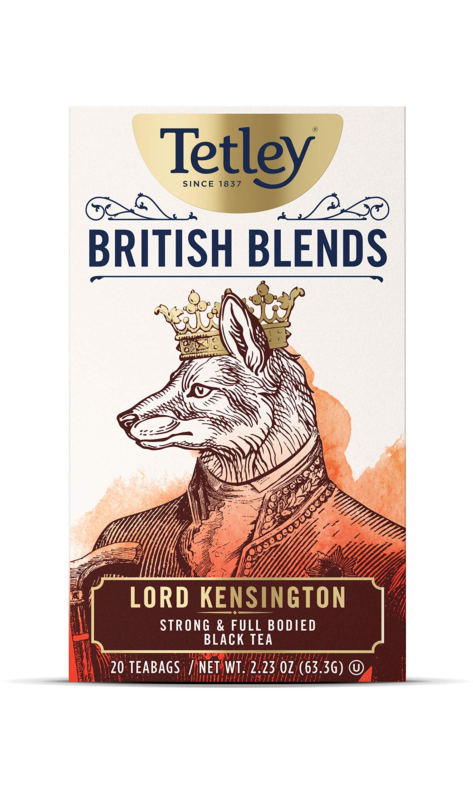 Tetley British Blends Lord Kensington Black Tea, Strong & Full Bodied Tea, 20 Teabags (Pack of 6)
