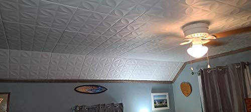 A La Maison Ceilings R103 Perceptions Foam Glue-up Ceiling Tile (256 sq. ft./Covers), Pack of 96, Plain White