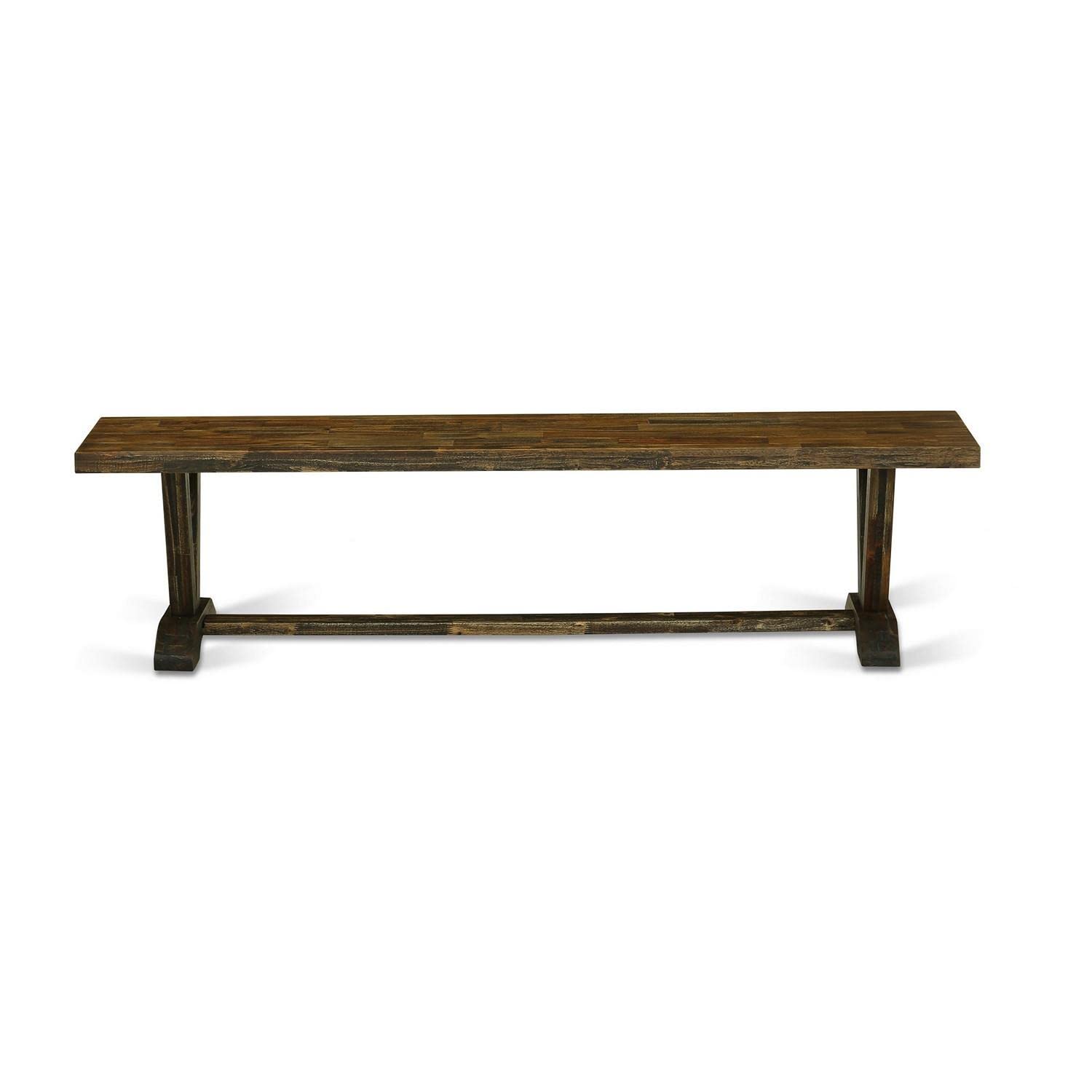 East West Furniture VB777 V-Style Dining Bench with Wooden Seat, 72x15x18 Inch, Multi-Color