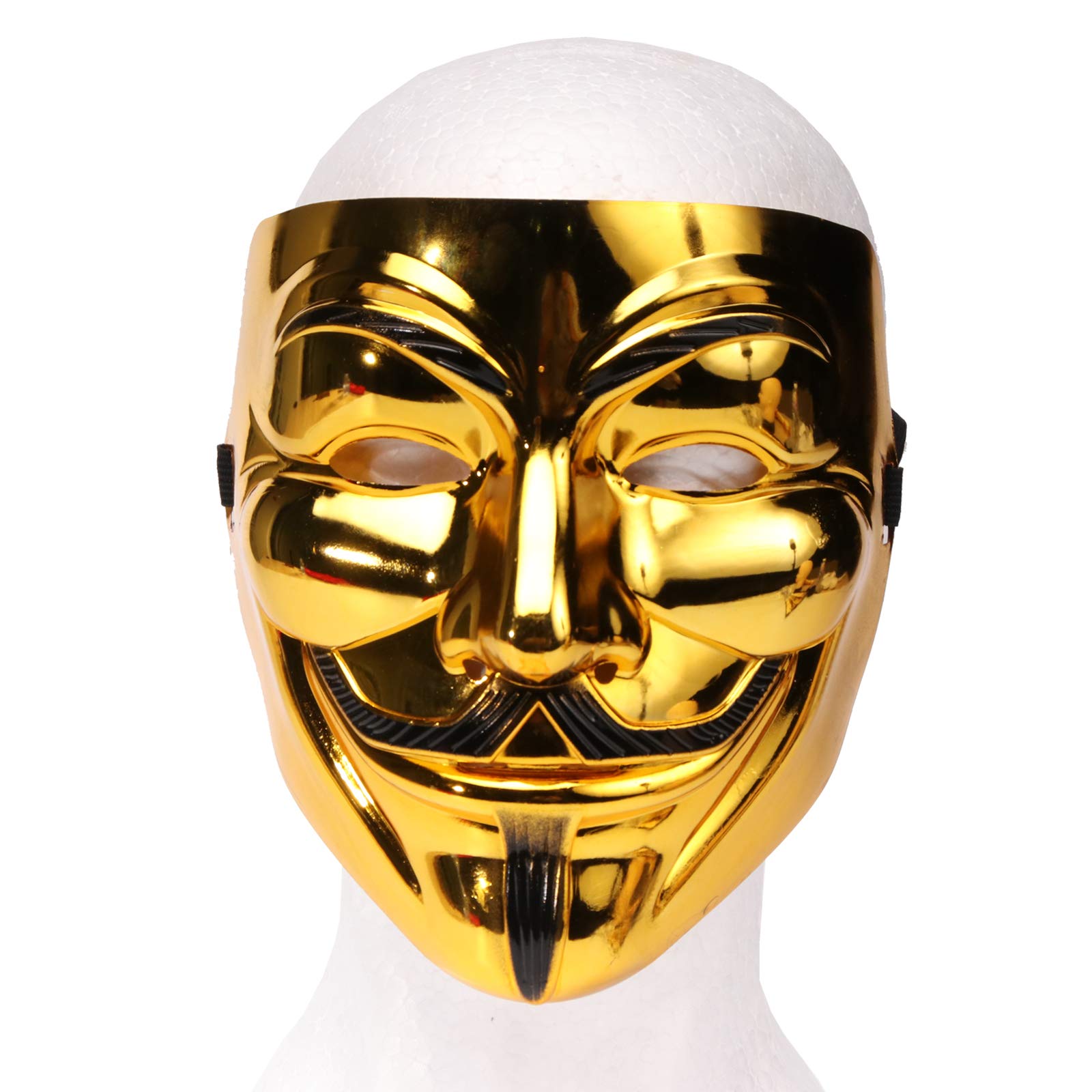 Miuion Guy Fawkes Mask -V for Vendetta, Anonymous Cosplay Party Mask for Halloween(Golden)