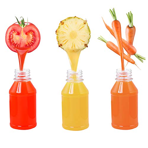 Aneco 30 Pack 4 Ounce Empty Plastic Juice Bottles Reusable Drink Containers with Lids Ideal for Storing Juices, Water and Other Homemade Beverages