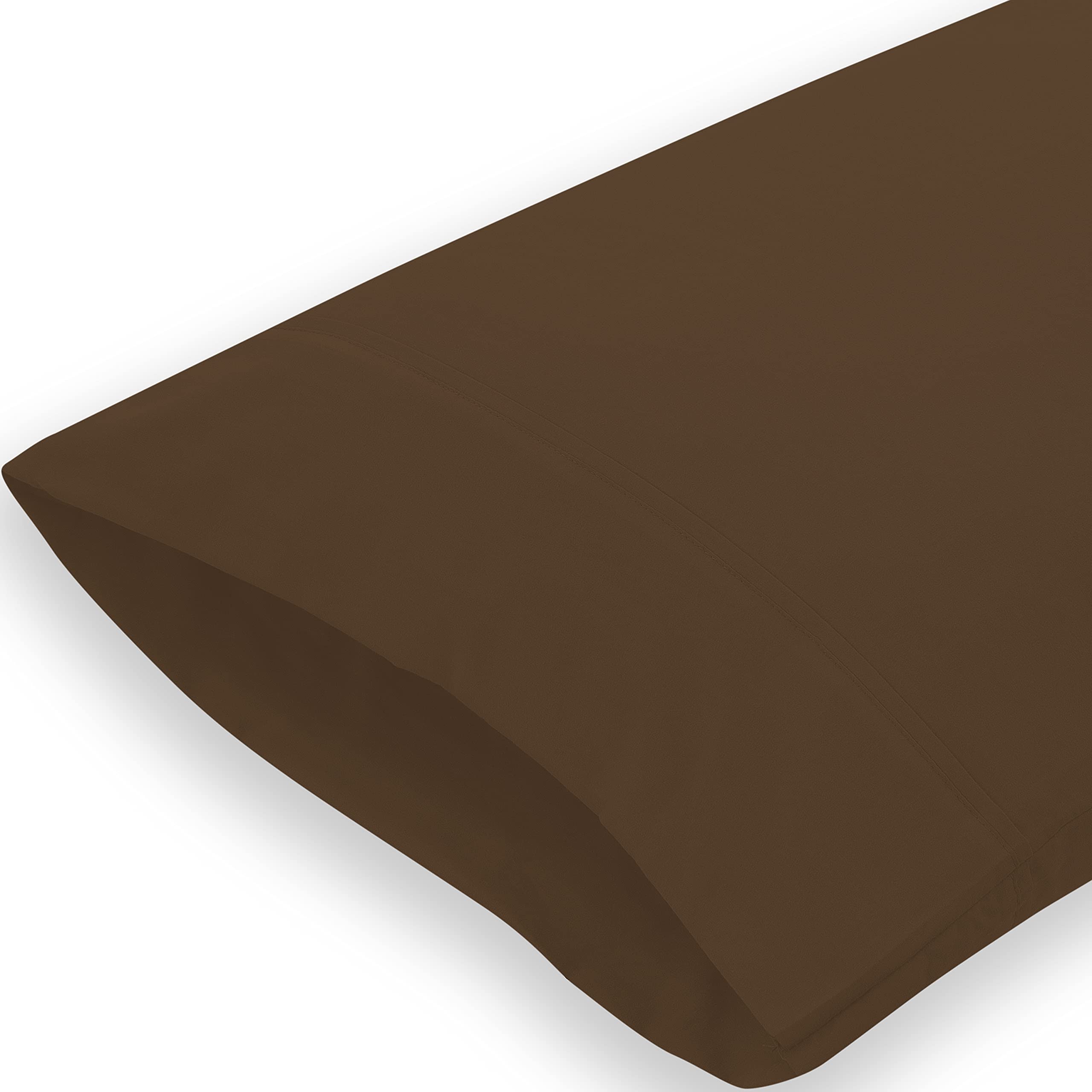 Royale Linens King Pillowcase Set of 2 - Bed Pillow Cover - 20" x 40" - Chocolate Pillowcases - 1800 Brushed Microfiber, Wrinkle & Fade Resistant - Soft & Cozy- King Size Pillow Case (King, Chocolate)
