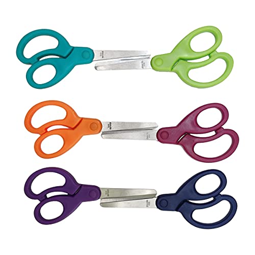 Classic Blunt Tip Small Scissors, Stainless Steel,Comfort Grip handles,Sturdy Sharp Scissors for Office、Home 、School and Kindergarten,Pack of 6,RightLeft Handed (5.91inch), 5.91
