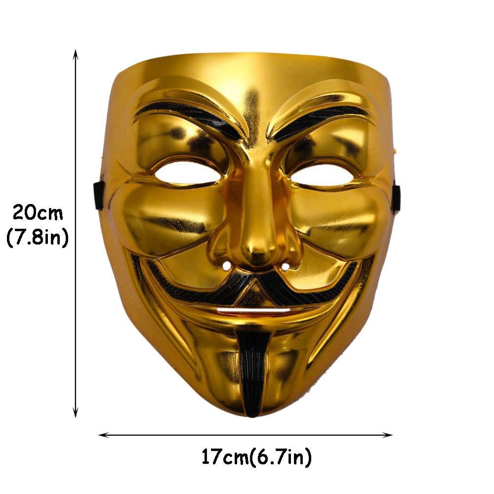 Miuion Guy Fawkes Mask -V for Vendetta, Anonymous Cosplay Party Mask for Halloween(Golden)