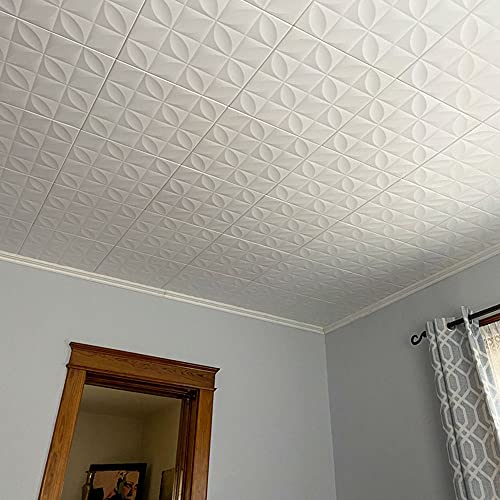 A La Maison Ceilings R103 Perceptions Foam Glue-up Ceiling Tile (256 sq. ft./Covers), Pack of 96, Plain White
