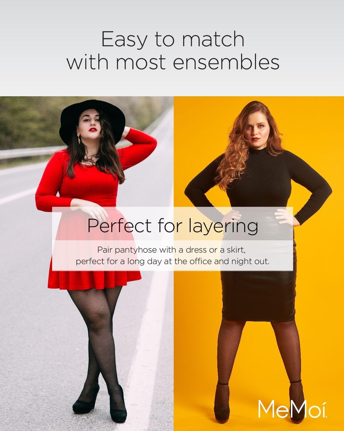 MeMoi Plus Size Curvy Suspender Lace Pantyhose, Control Top Pantyhose for Women, Lightweight Womens Stockings - Black 5X/6X