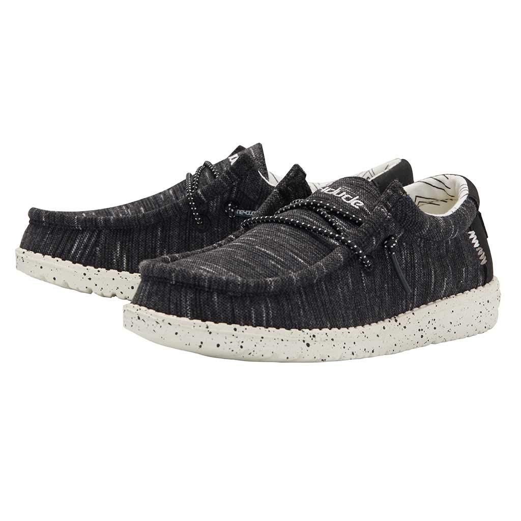 Hey Dude Unisex-Child Wally Strech Shoes, Black, 12 M US Little Kid