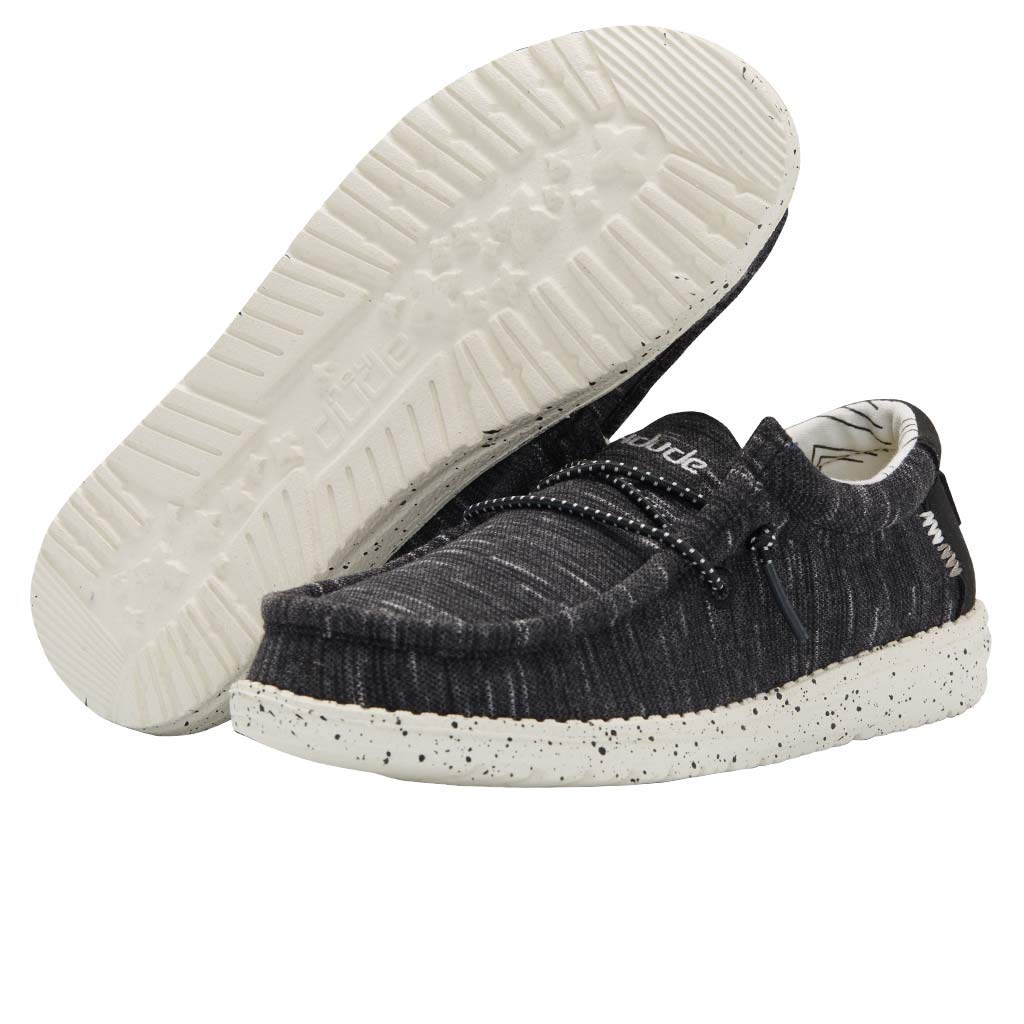 Hey Dude Unisex-Child Wally Strech Shoes, Black, 12 M US Little Kid